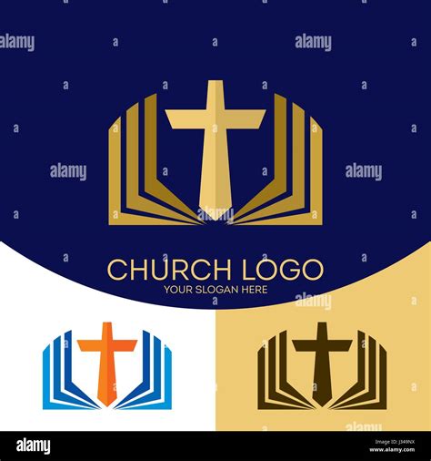 Logo de l église Symboles chrétiens La croix de Jésus Christ et les Saintes Ecritures Image