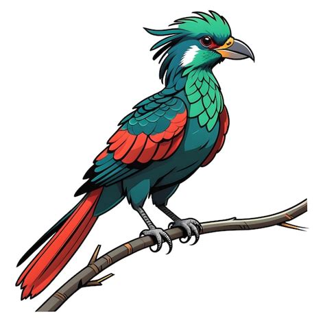 Cockatoo Bird Sitting On A Branch Vector Illustration Premium Ai