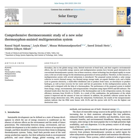 Rasoul Najafi On Linkedin Research Energy Solarenergy Multigeneration Thermosyphon