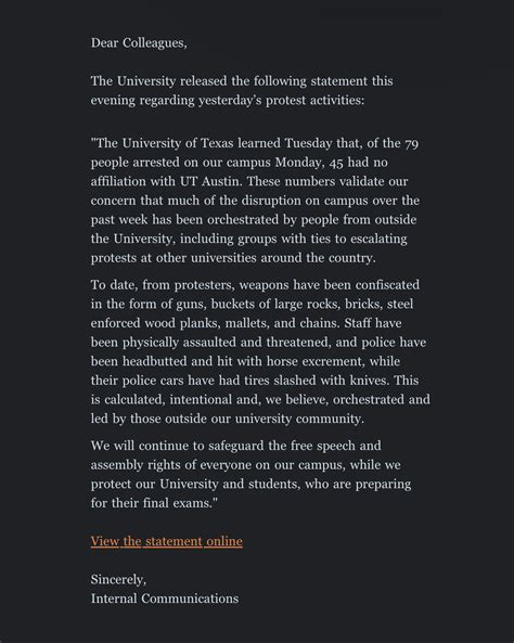 statement from ut austin on the protests r utaustin