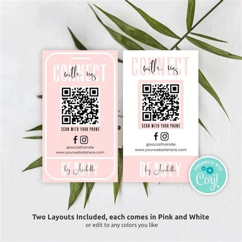 Social Media Qr Code Business Cards Template Editable Connect With Us Qr Code Cards Printable