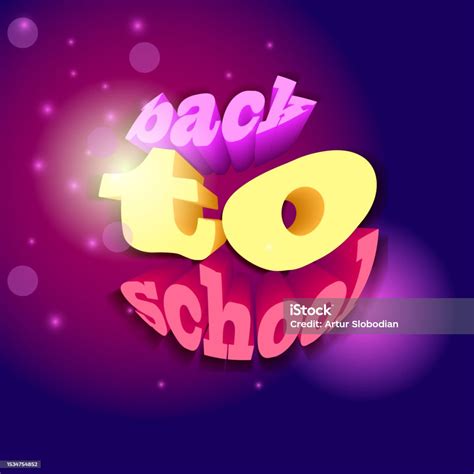 학교로 돌아가서 보라색 배경에 3d로 된 분홍색노란색 비문 벡터 0명에 대한 스톡 벡터 아트 및 기타 이미지 0명 3차원 형태 가을 Istock
