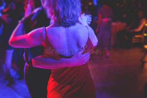 Couples Dancing Traditional Latin Argentinian Dance Milonga In The