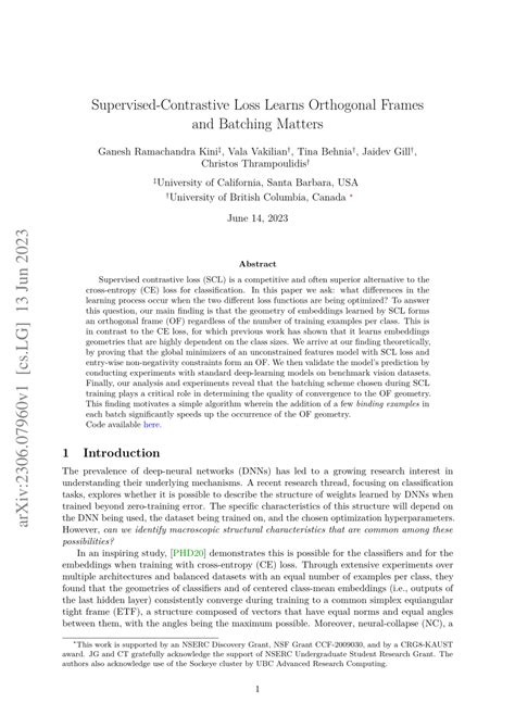Pdf Supervised Contrastive Loss Learns Orthogonal Frames And Batching Matters