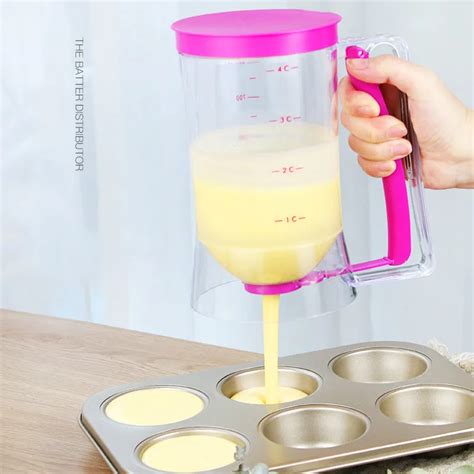 베이킹 에센셜 케이크 반죽 크림 디스펜서 반죽 컵케익 반죽 디스펜서 휴대용 머핀 팬케이크 분리기 측정 컵만능 조리 기구