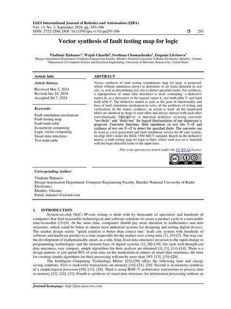 Vector Synthesis Of Fault Testing Map For Logic Pdf Matrix
