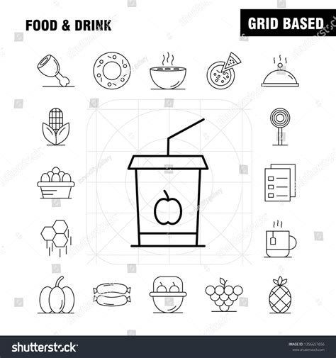 Food Drink Line Icons Set Infographics Stock Vector Royalty Free