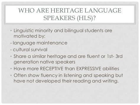 Second Language Acquisition And Heritage Language Speakers