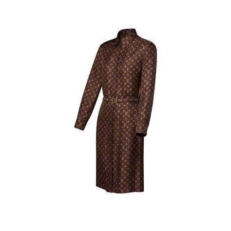 Monogram Silk Shirt Dress Luxury Ready To Wear 1ailbb Brown Louis