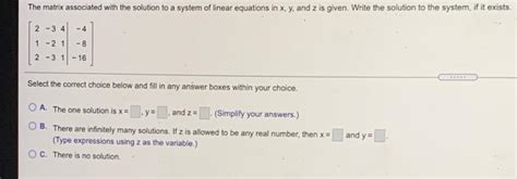solved the matrix associated with the solution to a system