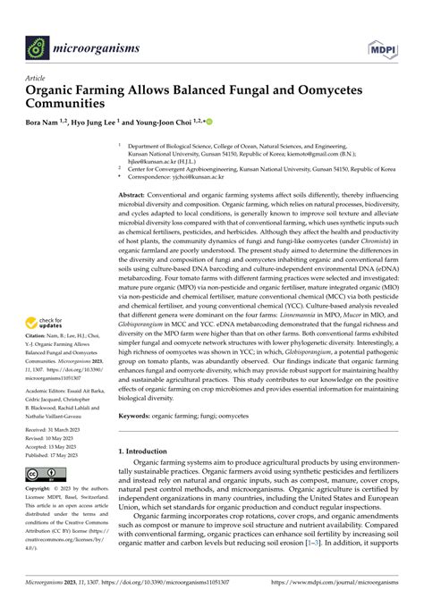 PDF Organic Farming Allows Balanced Fungal And Oomycetes Communities