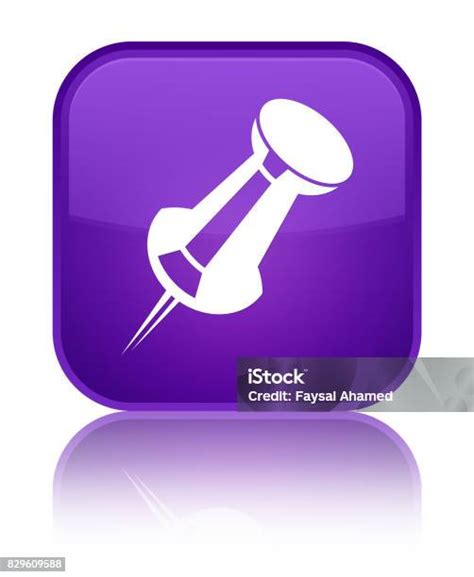 Pin 圖示特別紫色方形按鈕向量圖形及更多圖釘圖片 圖釘 垂直構圖 推 Istock