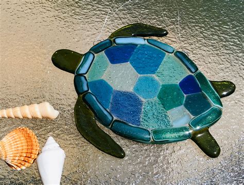 Fused Glass Sea Turtle Glass Honu Suncatcher Ocean Beach Etsy