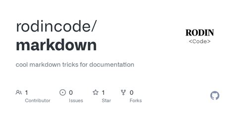 GitHub Rodincode Markdown Cool Markdown Tricks For Documentation