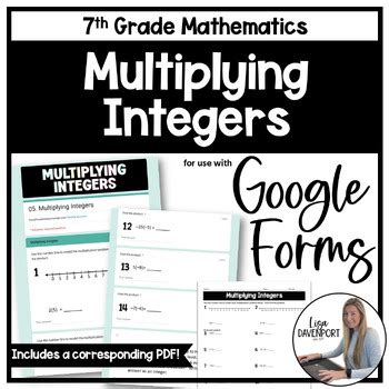 Multiplying Integers Google Forms Homework Assignment By Lisa Davenport
