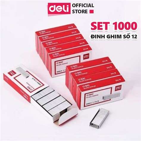 Ghim Dập Tài Liệu Số 12 Deli Đạn ghim 24 6 Hộp Ghim Bấm 1000 cái 1 hộp Shopee Việt Nam