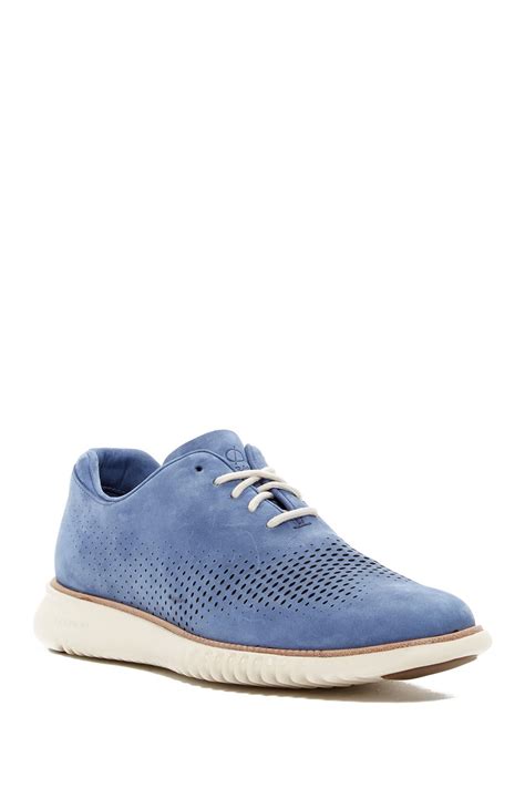Cole Haan 2 Zerogrand Dcn Laser Wingtip Suede Oxford In Blue For Men Lyst