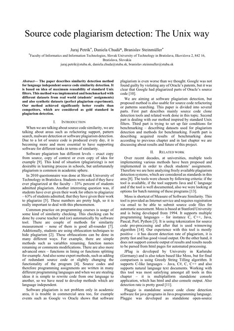 Pdf Source Code Plagiarism Detection The Unix Way