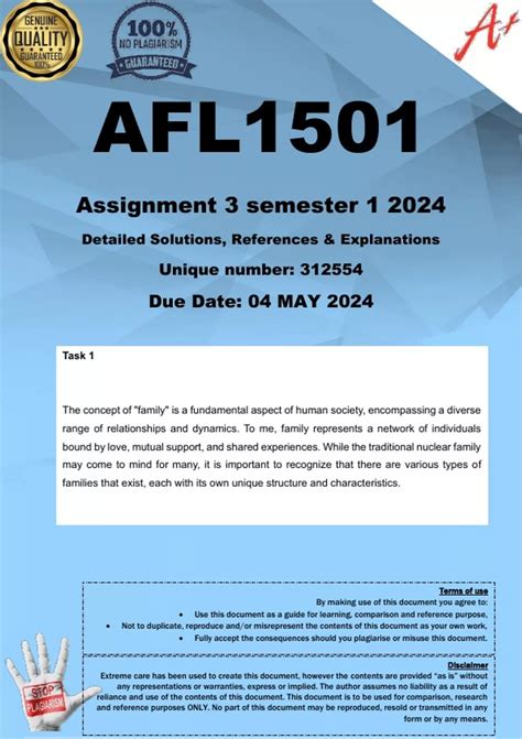 afl1501 assignment 3 complete answers semester 1 2024 312554 due