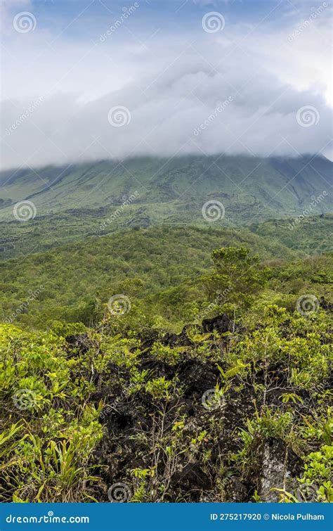 A Panorama View Of Lava Fields On The Side Of The Arenal Volcano In