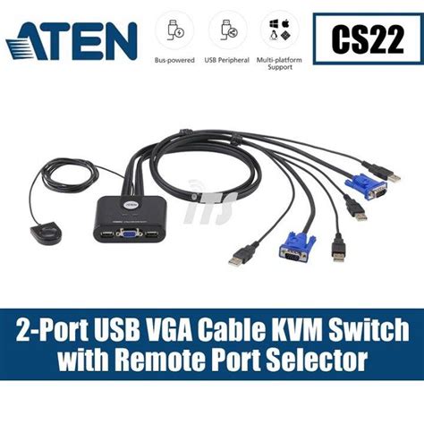 ATEN Port USB VGA Cable KVM Switch With Remote Port Selector CS U Lazada