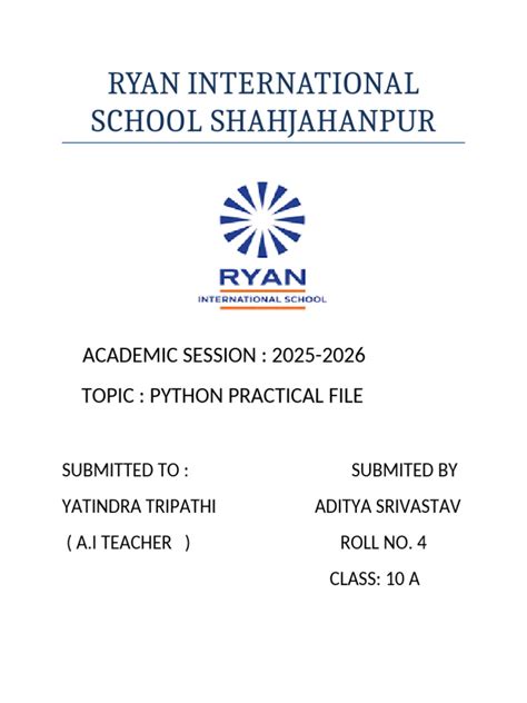 Python Practical File For Class 10 A Pdf