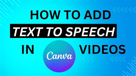How To Add Text To Speech In Canva Videos Youtube
