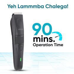Vega Trimmer For Men With 90 Mins Runtime Stainless Steel Blades Black