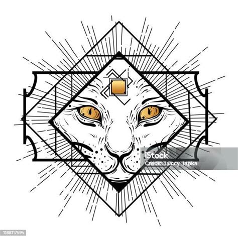 프레임에 고양이와 어두운 마녀 그림입니다 플래시 문신 스타일의 장식 디자인 요소 고딕 양식에 대한 스톡 벡터 아트 및 기타