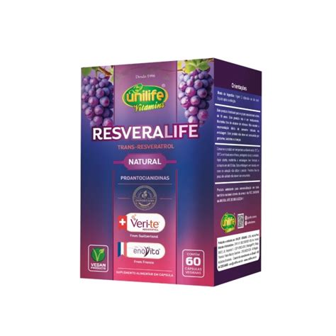 Resveralife Trans Resveratrol 60cps Unilife Foco Alternativo Atacado De Produtos Naturais