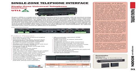 Single Zone Telephone Interface · Expandable From 3 To 12 Zones In 3