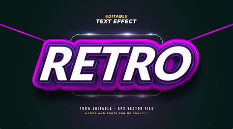 Premium Vector Bold Retro Text Style In White And Purple With 3d Embossed Effect Editable