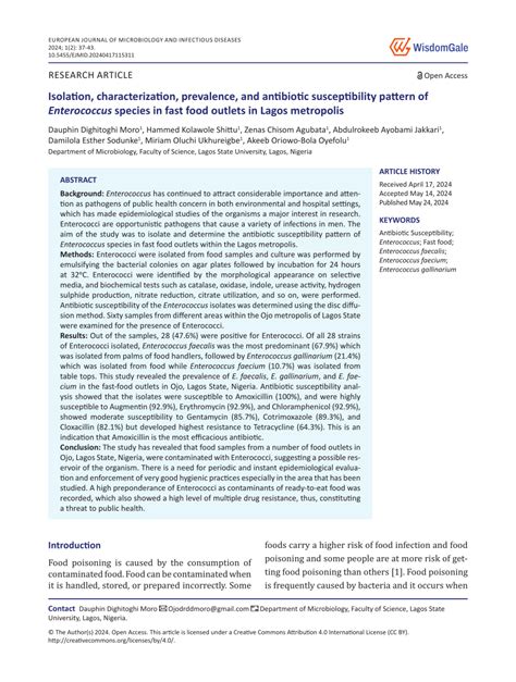 Pdf Isolation Characterization Prevalence And Antibiotic Susceptibility Pattern Of