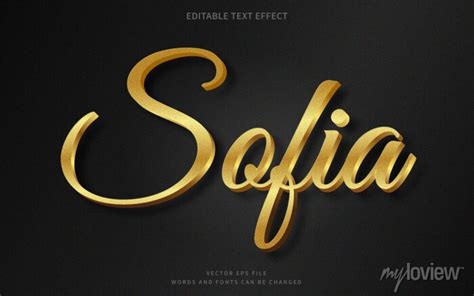 Editable 3d Gold Text Effect Fancy Font Style Perfect For Logotype • Wall Stickers Luxury