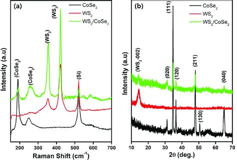 A Raman Spectra And B Xrd Patterns Of Cose 2 Ws 2 And Cose 2 Ws Download Scientific