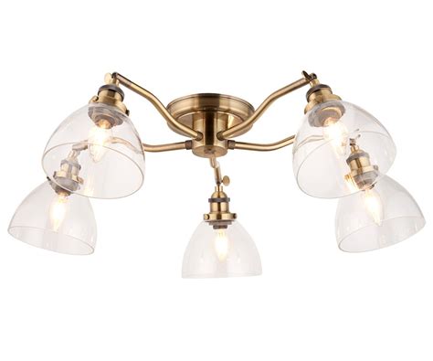 Hansen 5 Light Semi Flush Ceiling Light Antique Brass 97247