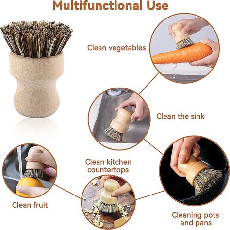 Vegetable Scrubber Brush Soft Bristles Cleaning Brush With Wooden