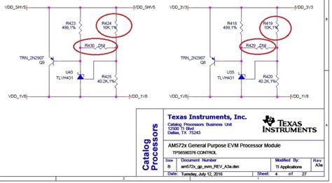 linux am5728 why are these two clamp circuit designs different on evm