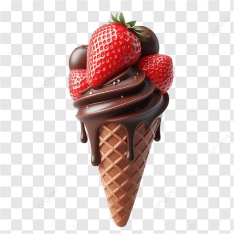 Delicious Ice Cream Cone With Strawberry Chocolate Clipart Delicious