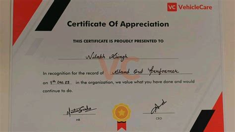 Nilabh Singh On Linkedin Standoutperformer Vehiclecare Recognition