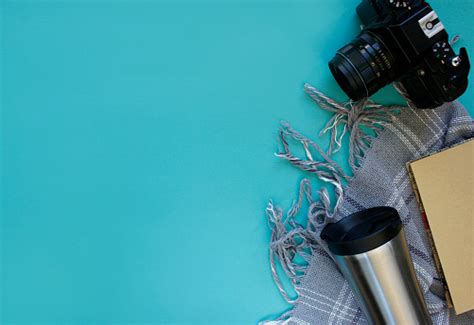 여행자의 액세서리의 상단 보기 모형 복사 공간 여행 컨셉의 배경 0명에 대한 스톡 사진 및 기타 이미지 0명 가방 개인