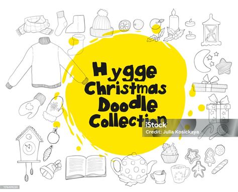 Vetores De Coleção Do Doodle Do Hygge Da Tração Da Mão Do Vetor Do
