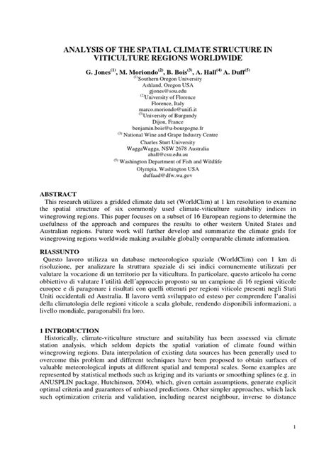 Analysis Of The Spatial Climate Structure In Vitic Worldwide Pdf Viticulture Climate