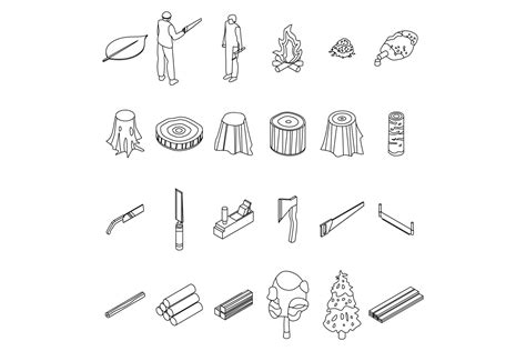 Deforestation Icons Set Vector Outine Graphic By Ylivdesign · Creative