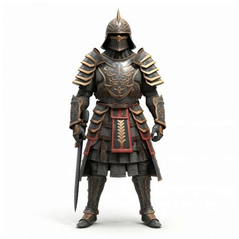 Premium Photo Hyperdetailed Samurai Warrior In Full Armor On White