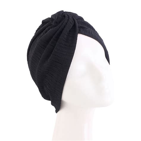 Black Twist Knot Chemo Turban Hats 4 Heads