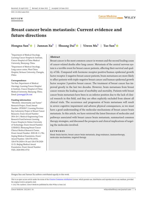 Breastcancerbrainmetastasiscurrentevidencean Pdf Protein