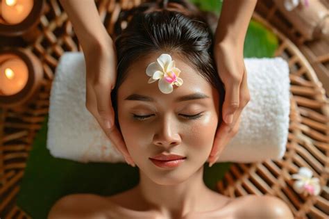 Premium Photo Hands In A Spa Massaging The Head Of A Thai Beauty Woman