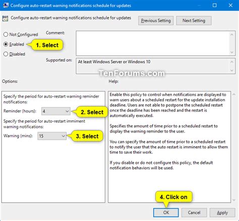 Configure Auto Restart Warning Notifications For Updates In Windows 10
