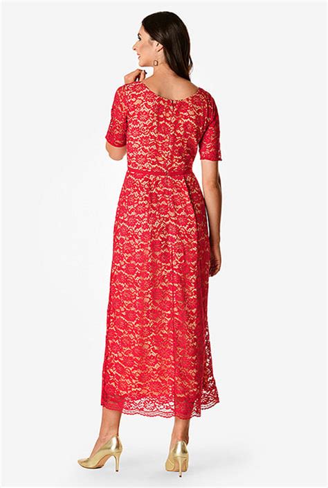 Shop Floral Guipure Lace Two Tone Dress EShakti